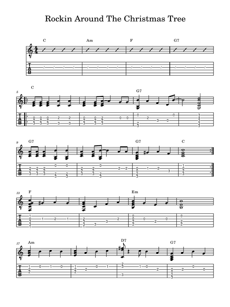 Rockin Around The Chrimstas Tree Guitar Tab | PDF