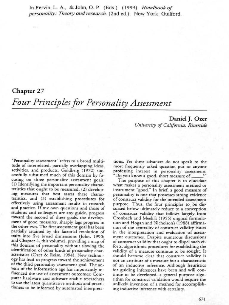 Principles of Personality Assessment | PDF