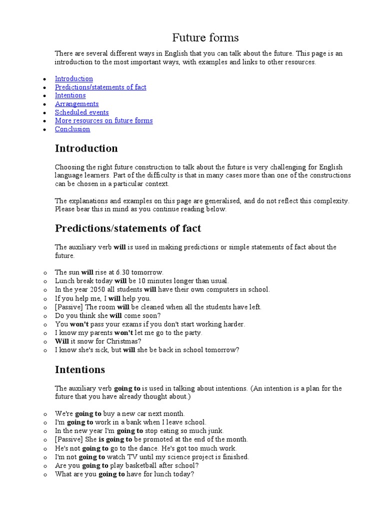 Future Forms | PDF | English Language | Language Mechanics