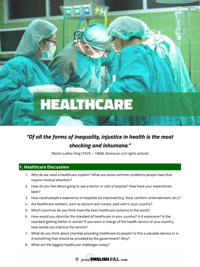 Your English Pal ESL Lesson Plan Healthcare Student v1 | PDF | Health ...