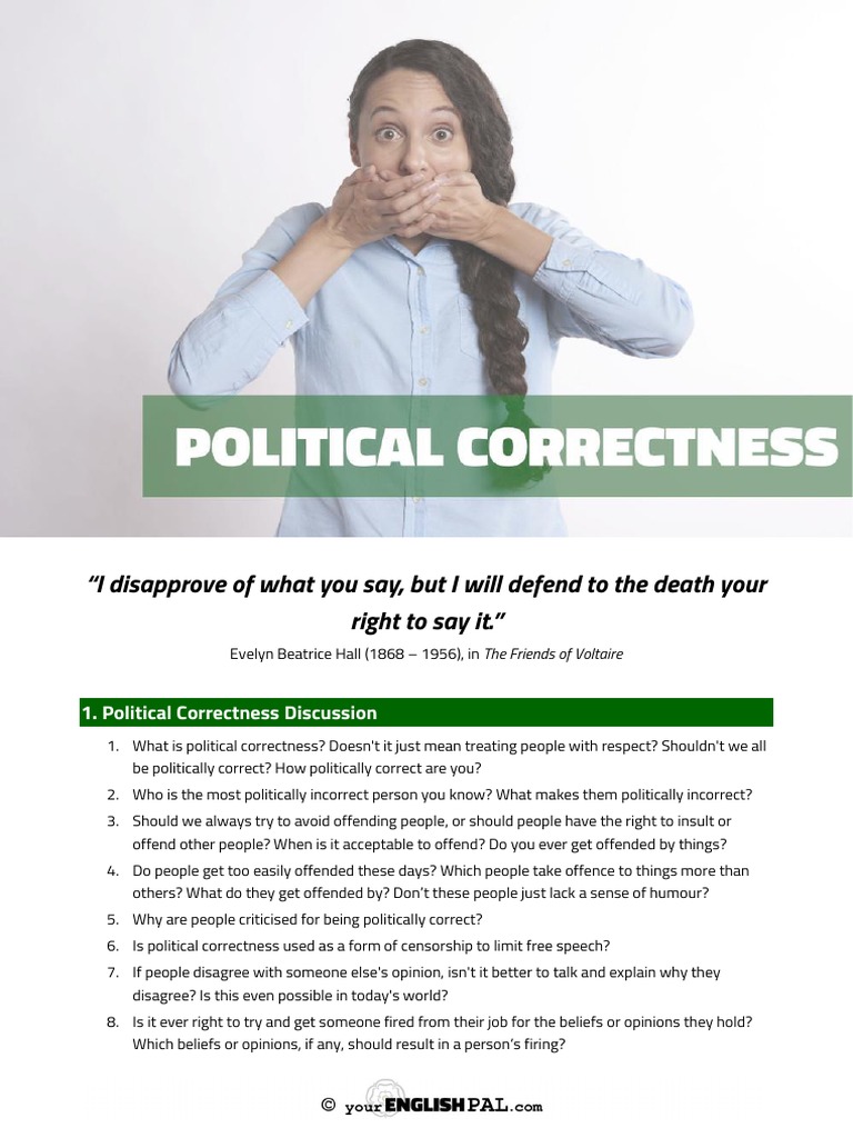 Your English Pal ESL Lesson Plan Political Correctness Student v1 | PDF ...