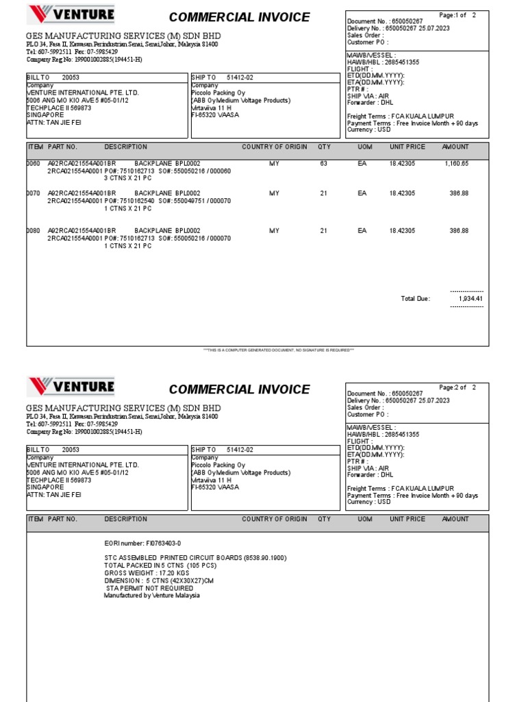Ges Manufacturing Services (M) SDN BHD: This Is A Computer Generated ...