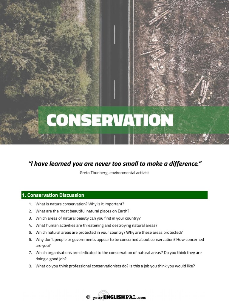 Your-English-Pal-ESL-Lesson-Plan-Nature-Conservation-Student-v1 | PDF ...