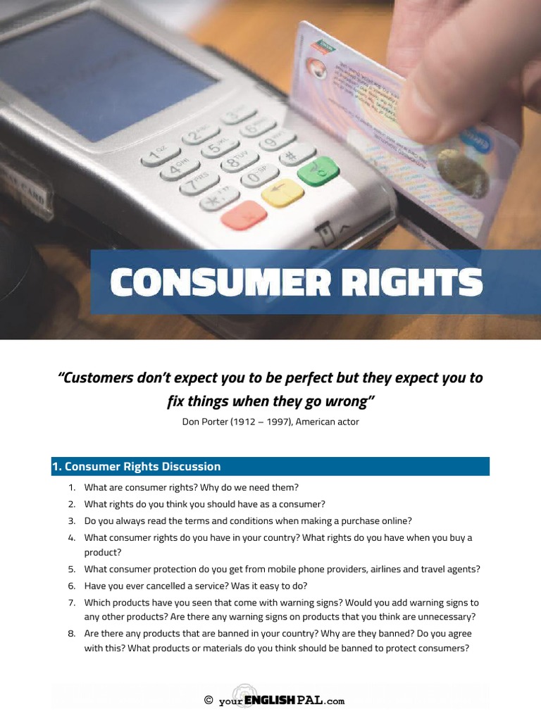 Your English Pal Business English Lesson Plan Consumer Rights v2 | PDF ...