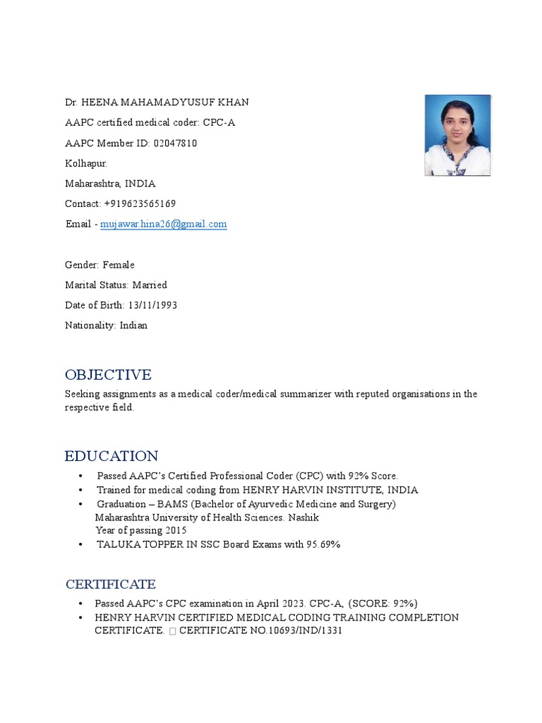 Heena CV Main | PDF | Health Care | Medicine