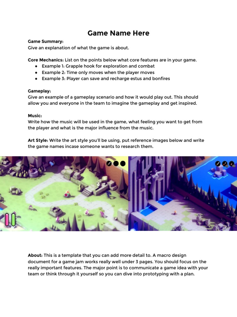 Macro Design Document Game Jam Template | PDF