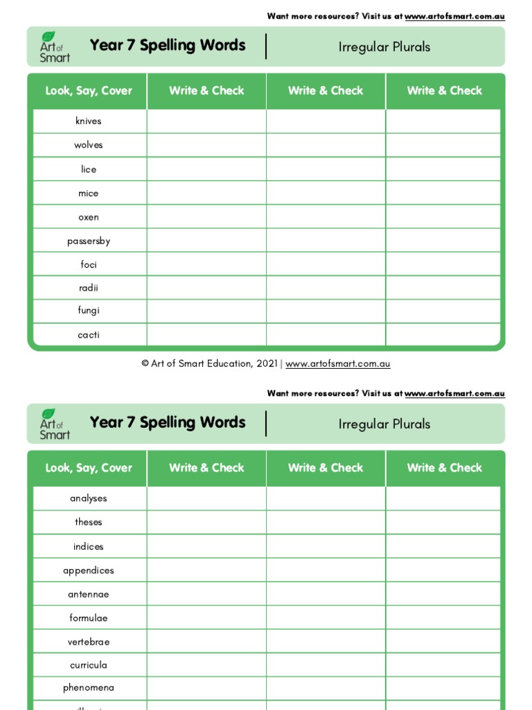 Year 7 Spelling Words Guide | PDF | Foreign Language Studies