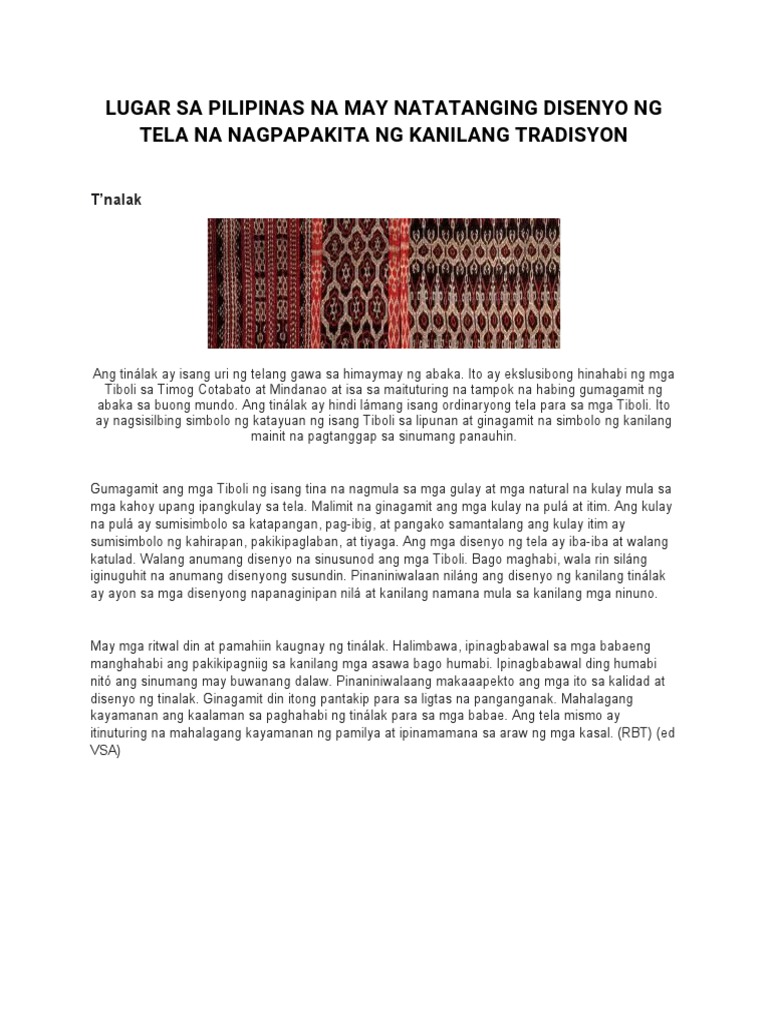Lugar Sa Pilipinas Na May Natatanging Disenyo NG Tela Na Nagpapakita NG ...