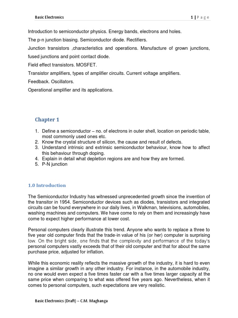 Basic Electronics Chapter 1 2 | PDF | P–N Junction | Semiconductors