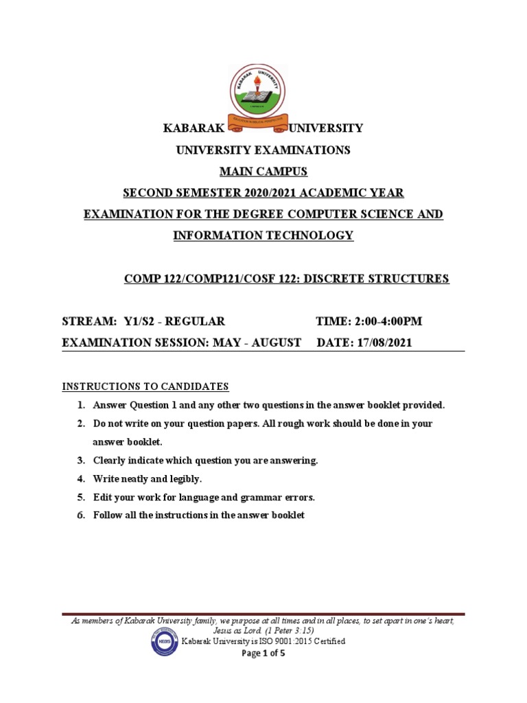 Comp 122 Comp121 Cosf 122 Discrete Structures | PDF | Mathematics | Logic