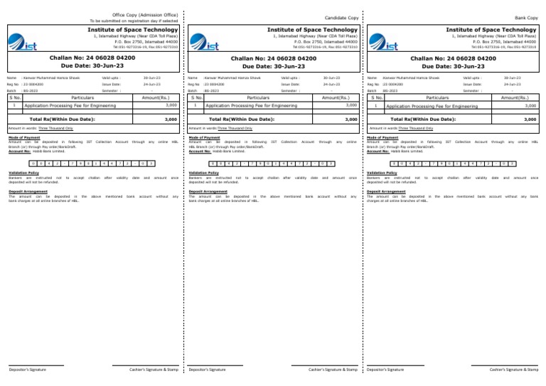 Fee Challan 4200 20 PDF | Download Free PDF | Banks | Financial Services