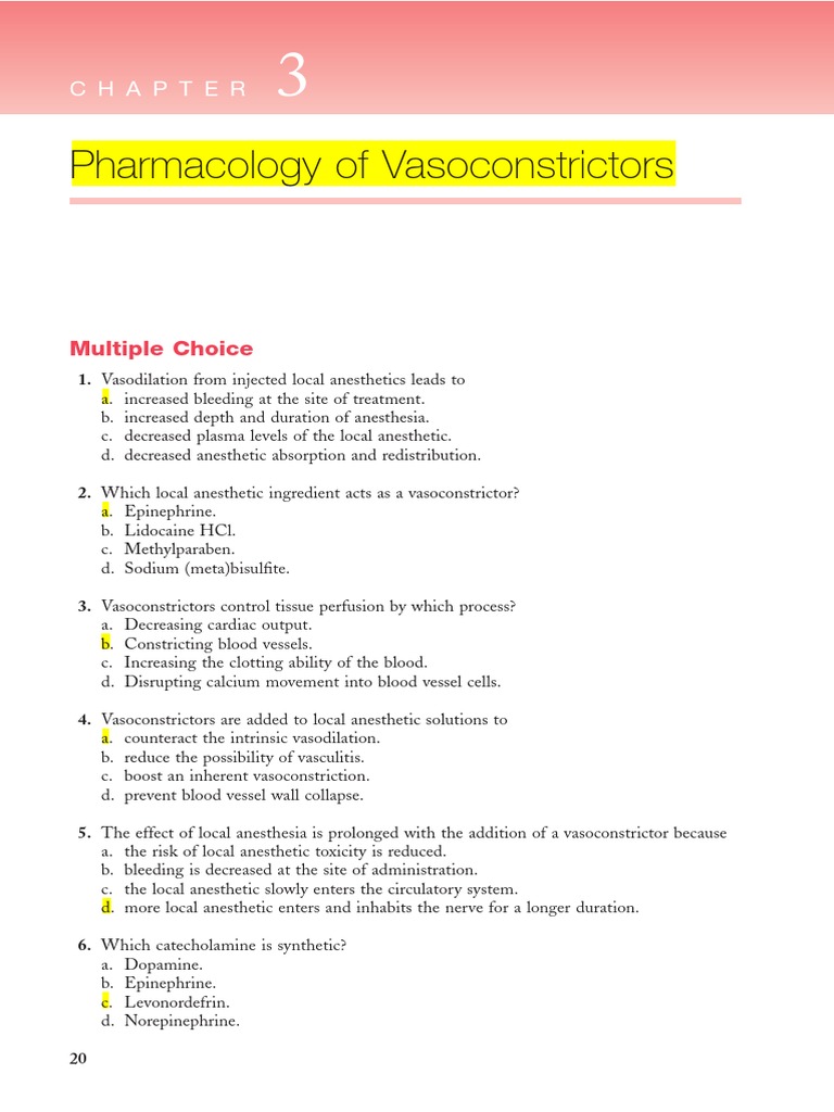 MCQ For Oral Surgery | PDF | Vasodilation | Anesthesia