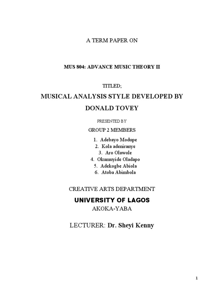 Musical Analysis Style Developed by Donald Tovey | PDF | Chamber Music ...