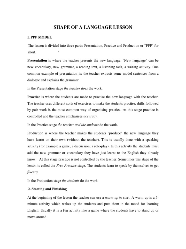 Shape of A Language Lesson | PDF | English Language | Fluency
