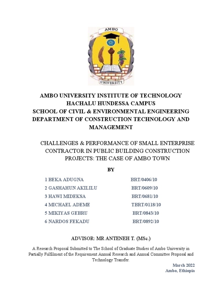 Research Proposal On Challenges and Performance of Small Enterprise ...