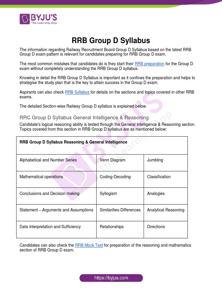 RRB Group D Syllabus | PDF | Mathematics | Science