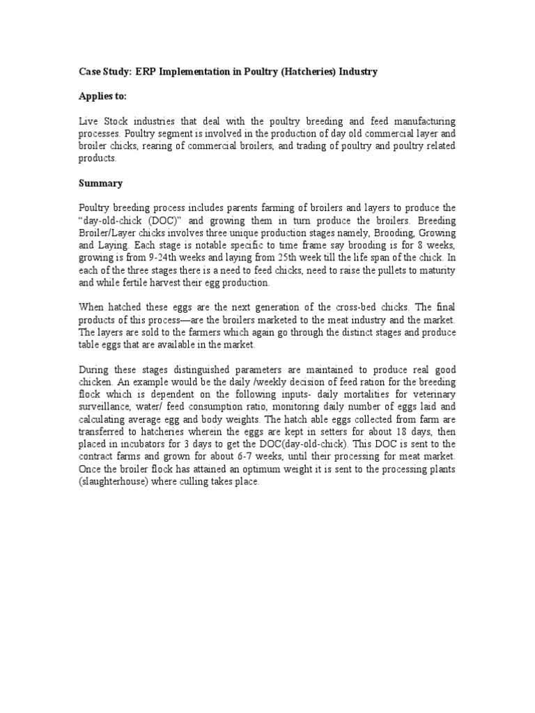 Case Study-Poultry | PDF | Chicken | Poultry
