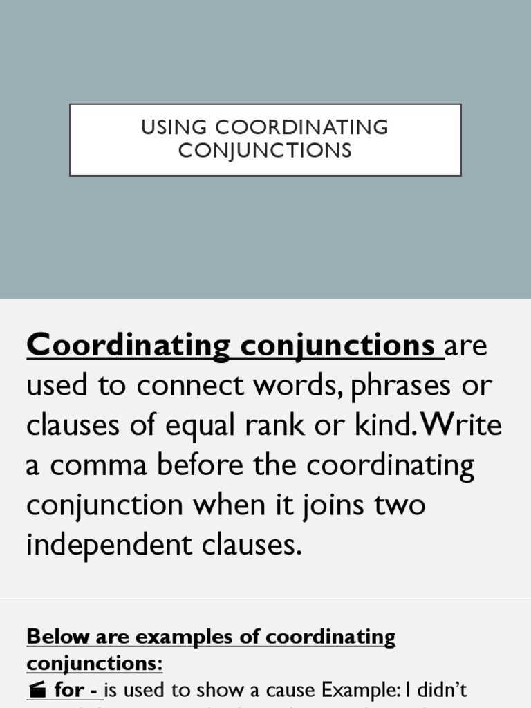 Conjunctions | PDF | Language Mechanics | Syntax