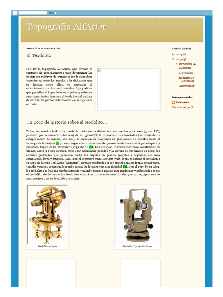 El Teodolito - Topografia | Descargar gratis PDF | Equipo | Ciencias fisicas