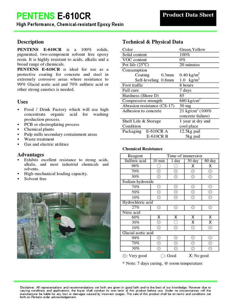 Pentens E 610cr Epoxy Resin Data Sheet Pdf Epoxy Concrete