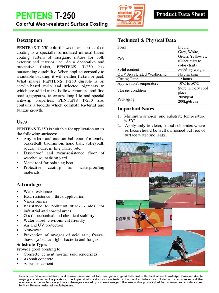 Pentens T-250 Data Sheet | PDF | Concrete | Coating