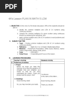 Lesson Plan Grade 4 Math | PDF | Teachers | Learning