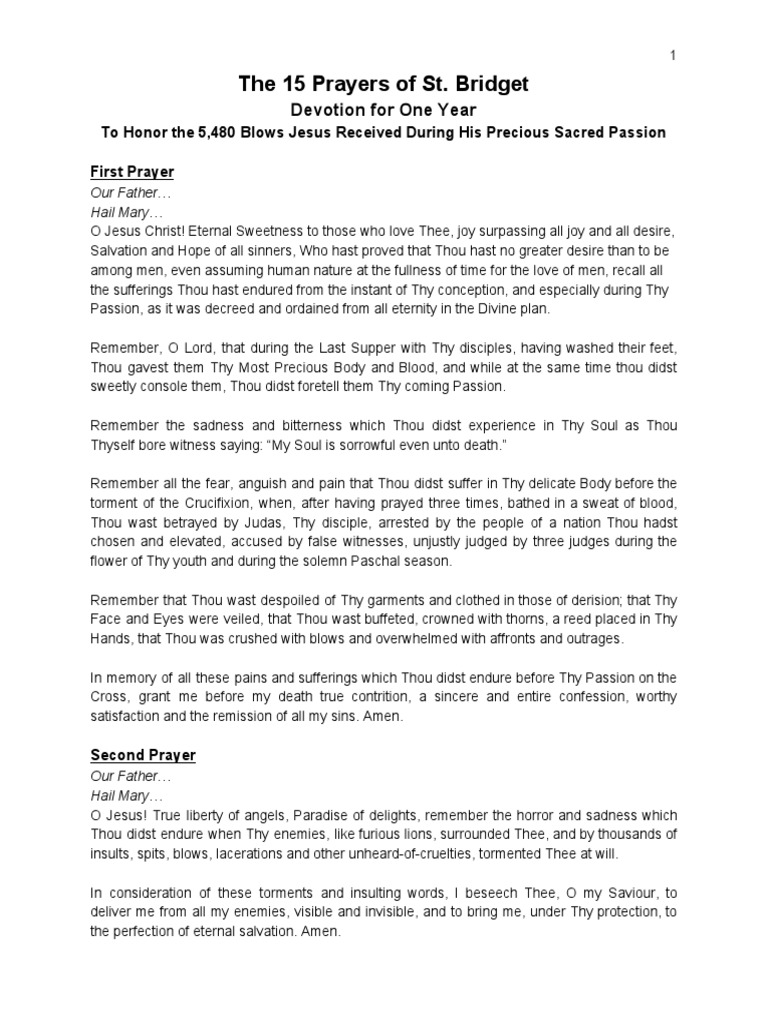 ? 15 Prayers of St. Bridget | Download Free PDF | Lord's Prayer | Thou