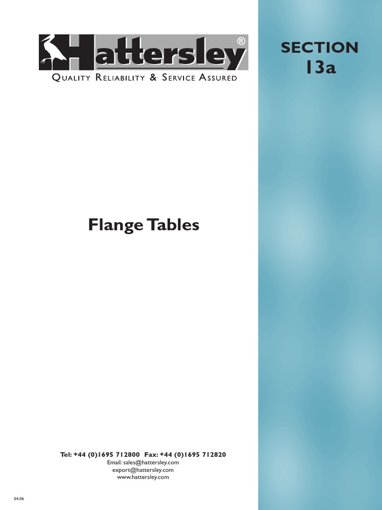 Flange Tables (Hattersley) | PDF | Pipe (Fluid Conveyance) | Steel