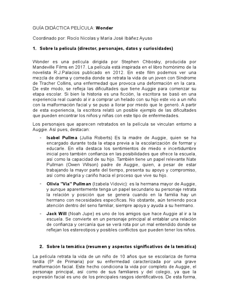 Guía Didáctica Película Wonder | PDF | Salud y bienestar
