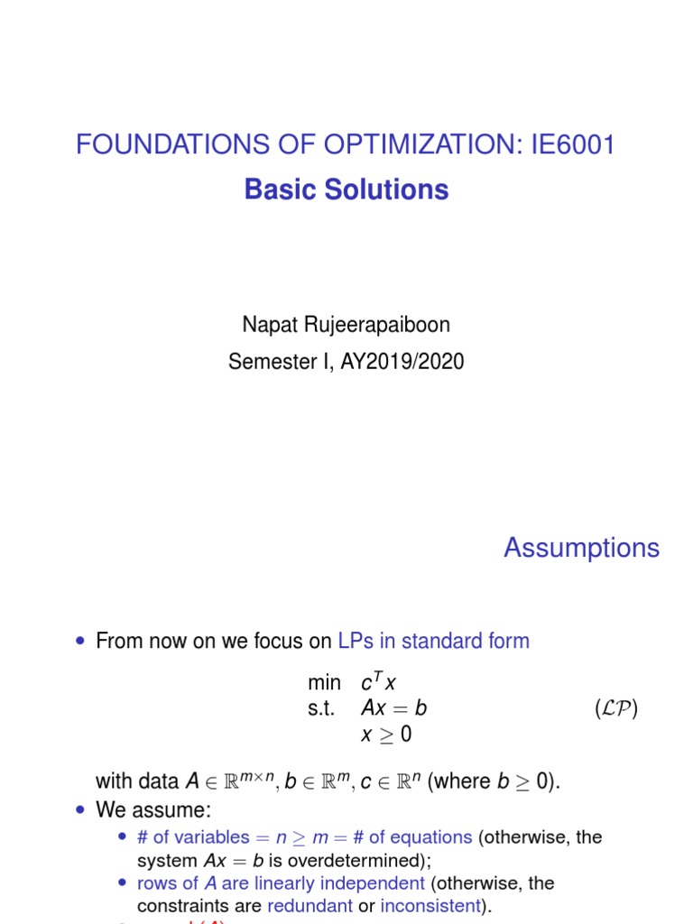 Basic Solutions | PDF | Mathematical Optimization | Numerical Analysis