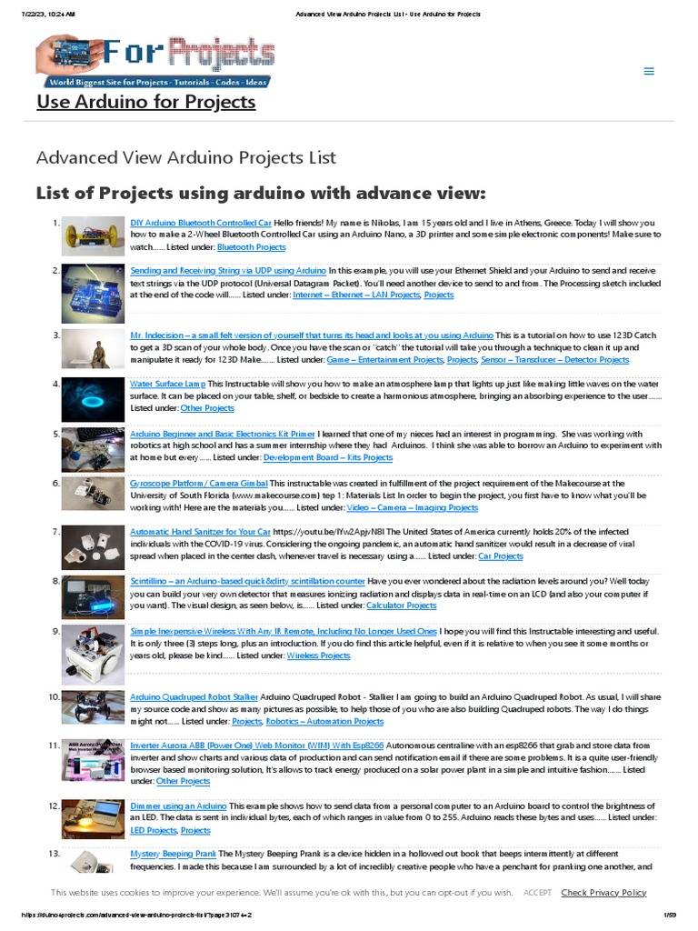Advanced View Arduino Projects List - Use Arduino For Projects-2 | PDF | Arduino | Sensor