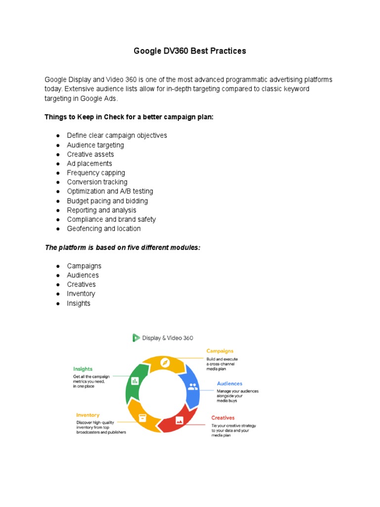 DV360 DSP Programmatic Campaign Best Practices | PDF | You Tube | Video