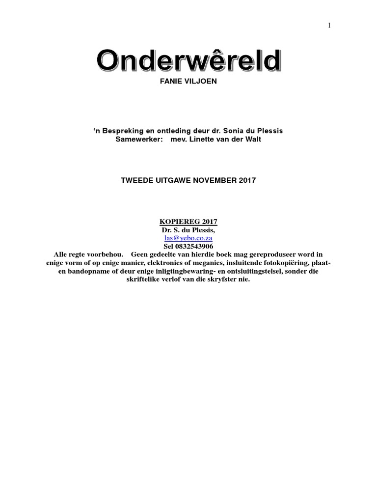 Onderwêreld - Voorbeeld | PDF
