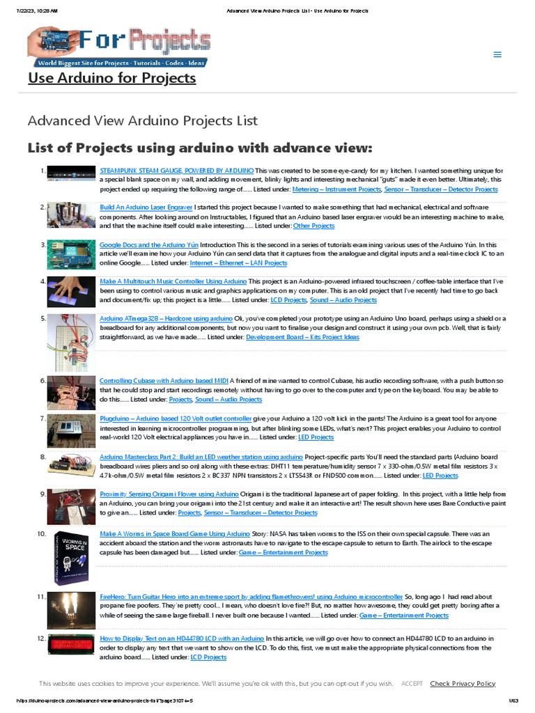 Advanced View Arduino Projects List Use Arduino For Projects 5 Pdf Arduino Sensor