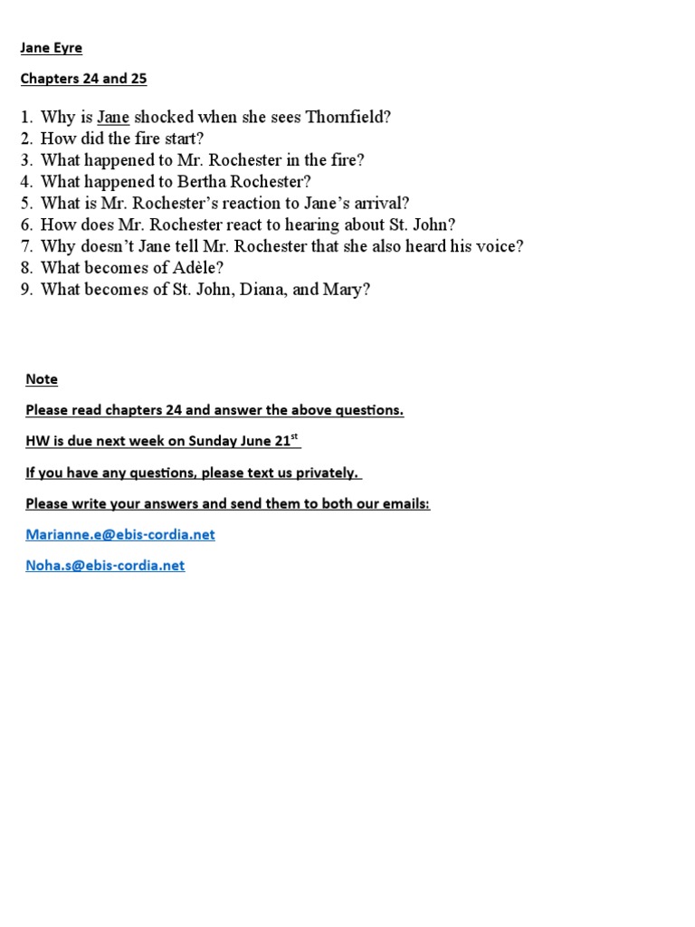 Jane Eyre-Chapters 24 & 25 | PDF