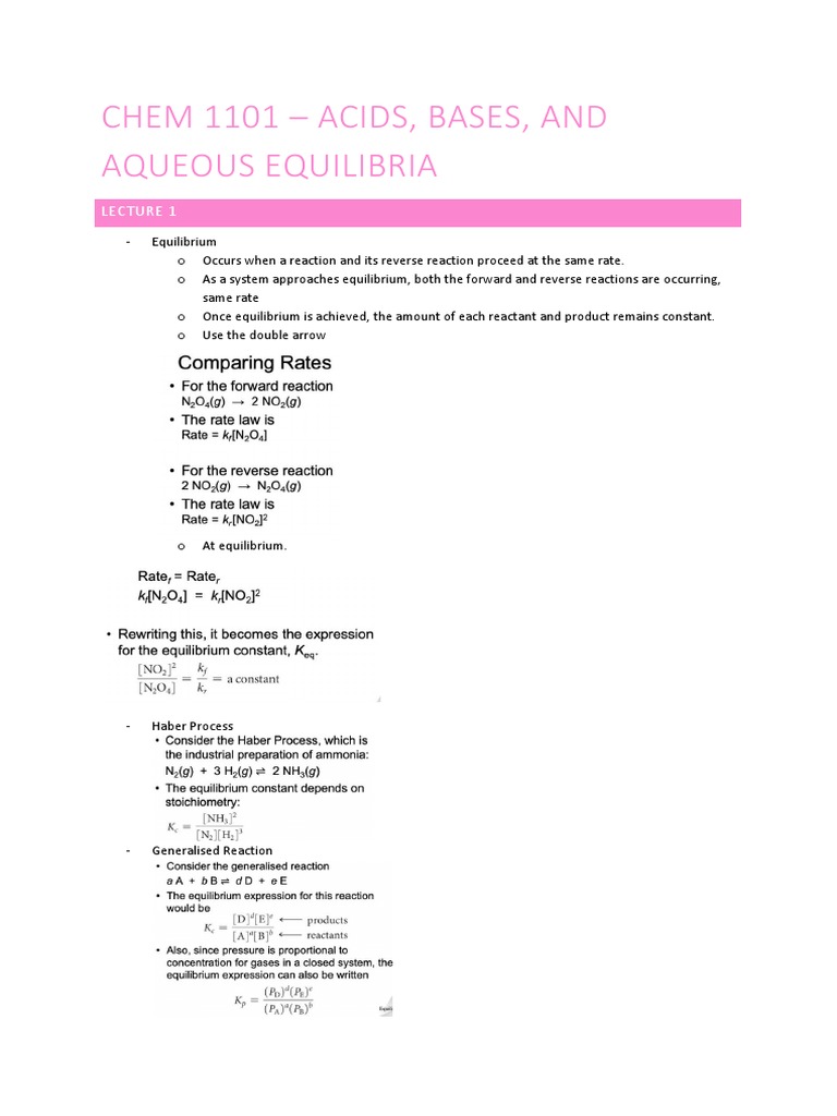 Chem1101 - Acid, Bases, and Aqueous Equilibrium | PDF | Chemical ...