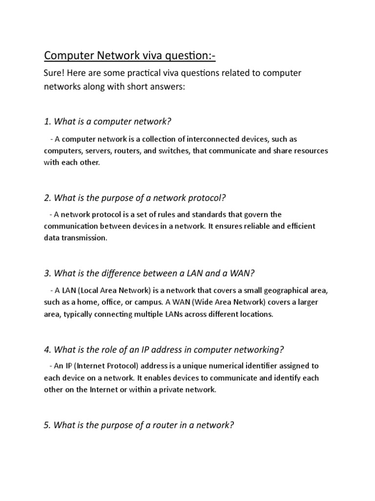 Computer Network Viva Question Pdf Computer Network Ip Address