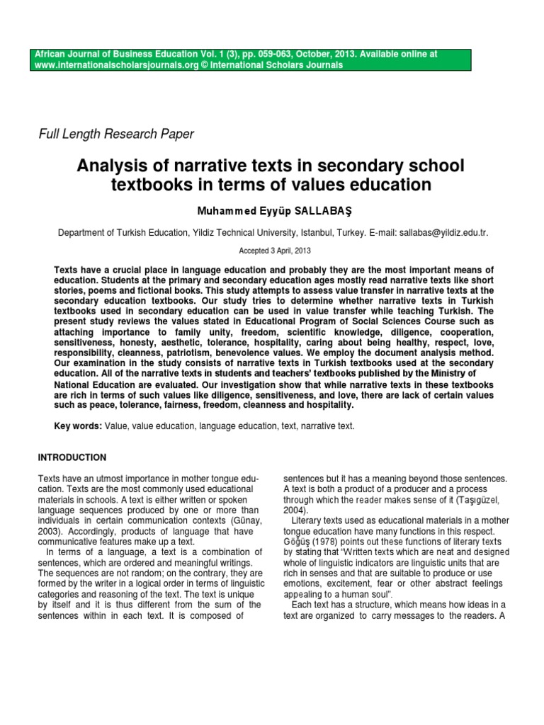 Narrative Texts & Values in Education | PDF | Narrative | Attitude ...