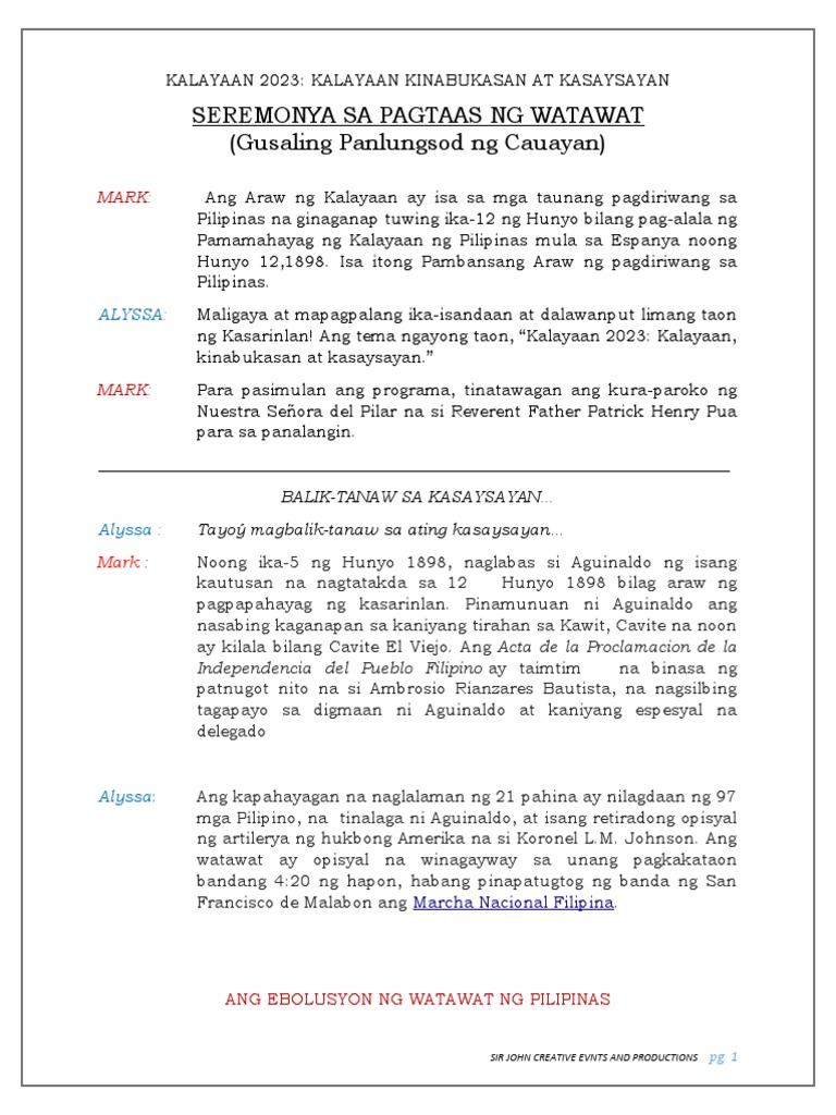 Sir Davies 2023 Script Independence Day 1 | PDF