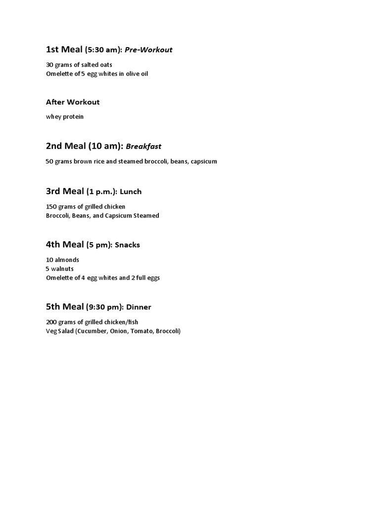 Diet and Workout Plan Overview | PDF