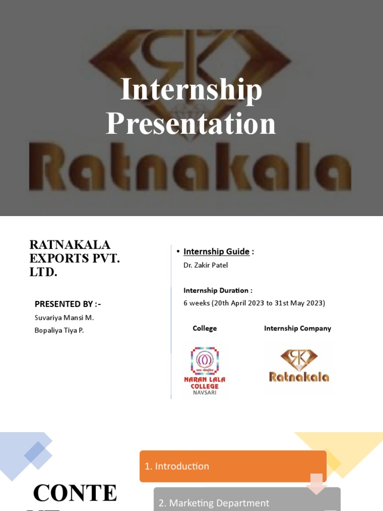 Internship Presentation | PDF | Expense | Cost