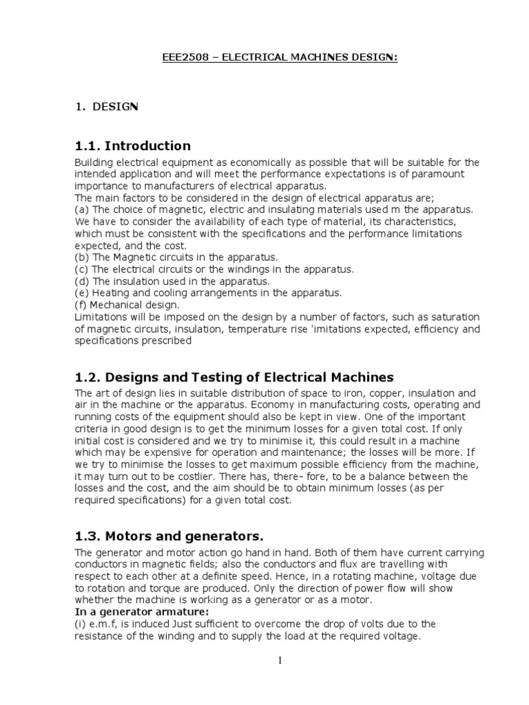 Machine Design 1 | PDF | Electric Motor | Electromagnetic Induction