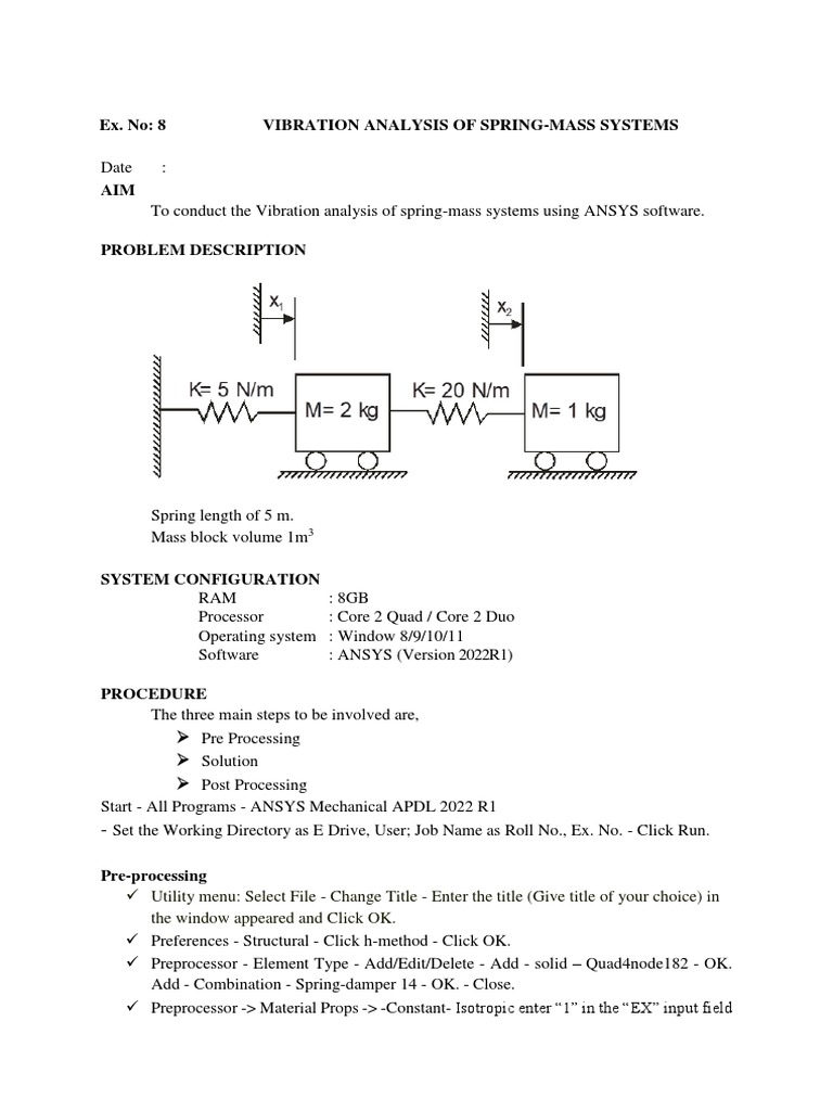 ANSYS LAB Ex8 | PDF | Mechanics | Computing