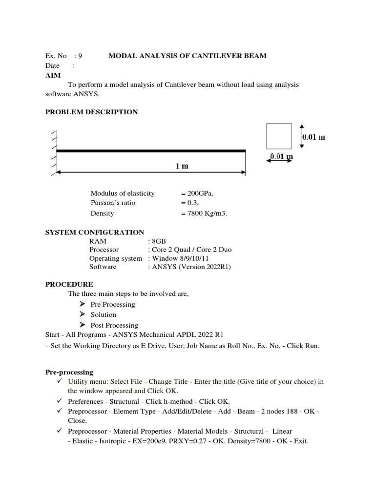 ANSYS LAB Ex9 | PDF | Elasticity (Physics) | Mechanical Engineering ANSYS LAB Ex9 | PDF | Elasticity (Physics) | Mechanical Engineering