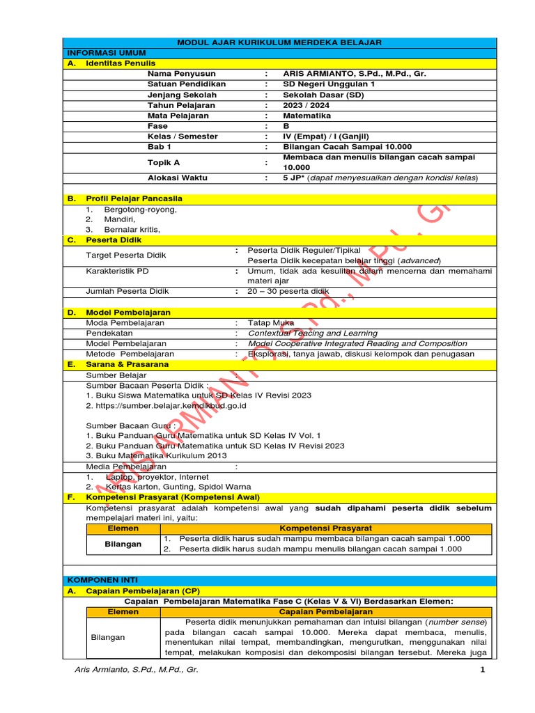 5609 - 03. Modul MTK KLS 4 SMS 1 | PDF | Karier & Perkembangan