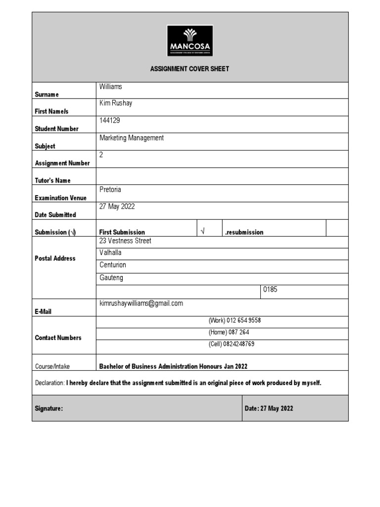 Marketing Management Assignment | PDF | Retail | Business Process