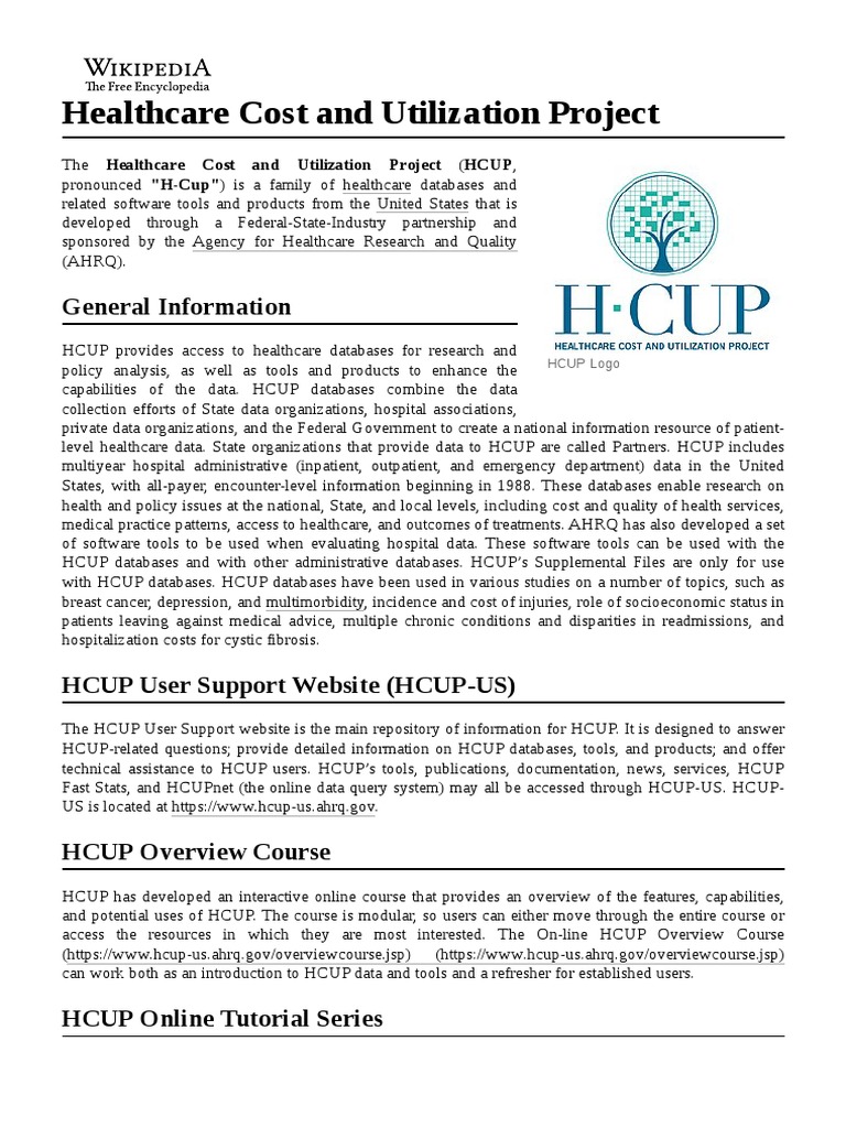 Healthcare Cost and Utilization Project | PDF | Health Care | Clinical Medicine