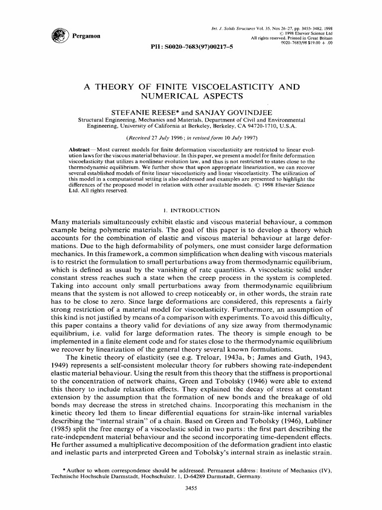 Viscoelasticity RG | PDF | Elasticity (Physics) | Viscoelasticity Viscoelasticity RG | PDF | Elasticity (Physics) | Viscoelasticity