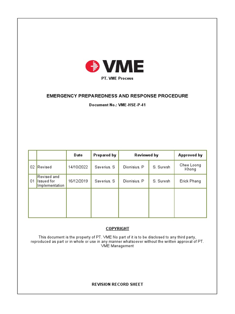 VME-HSE-P-41 - Emergency Preparedness and Response | Download Free PDF | Emergency | Emergency ...