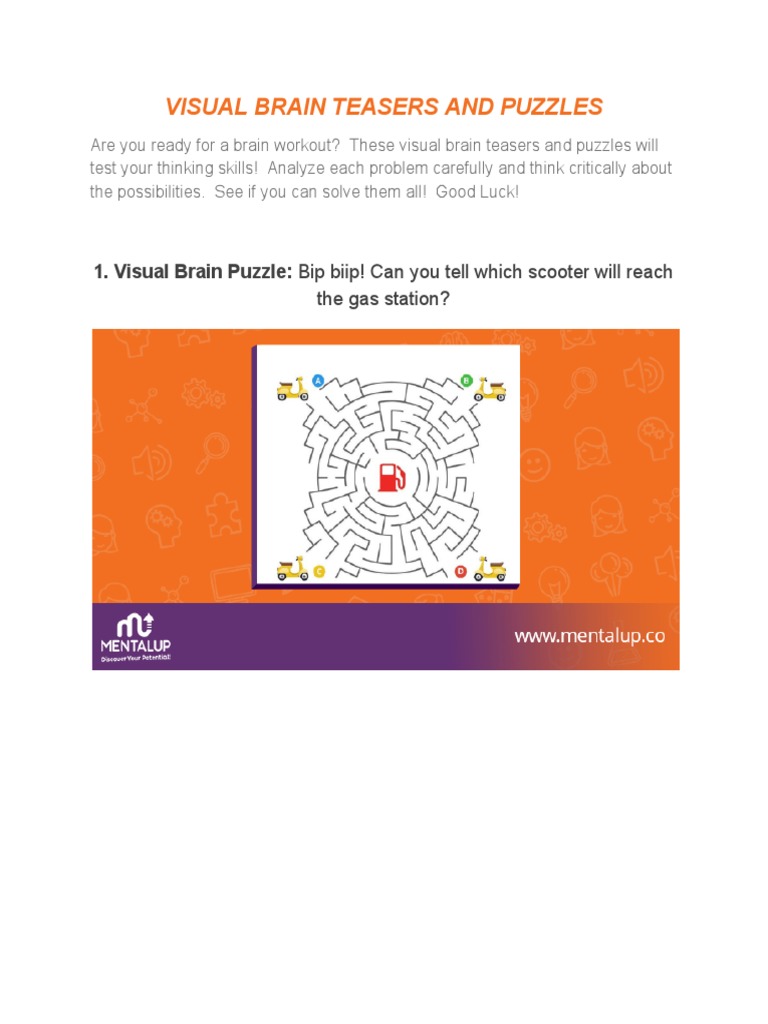 Visual Brain Teasers for Critical Thinking | PDF | Thought | Dice